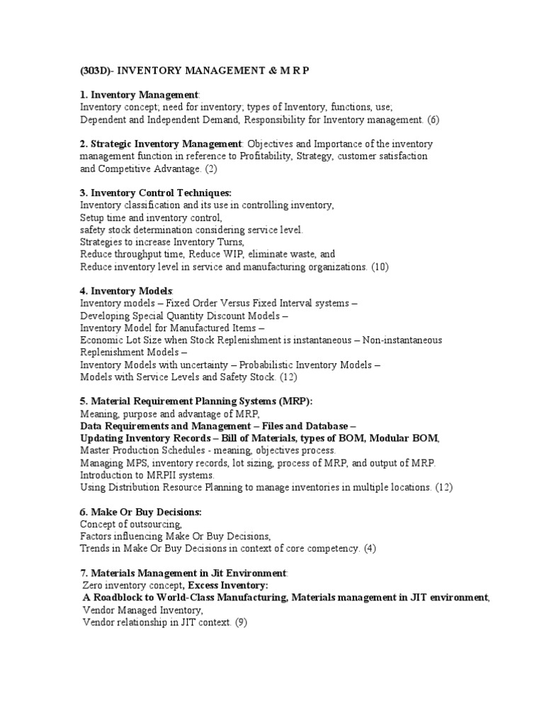 Inventory Management & MRP | PDF | Inventory | Business Process Management