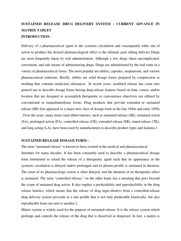SRDDS Matrix Tablet | PDF | Pharmaceutical Formulation | Tablet (Pharmacy)