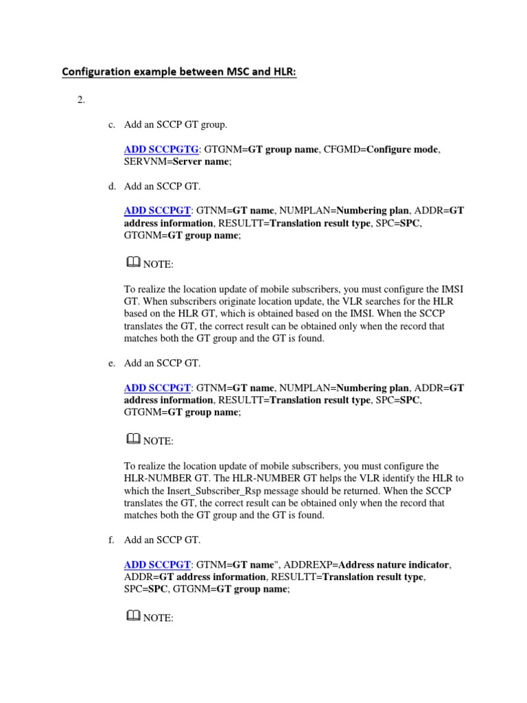 Configuration Example Between MSC and HLR | PDF | Computing | Mobile ...