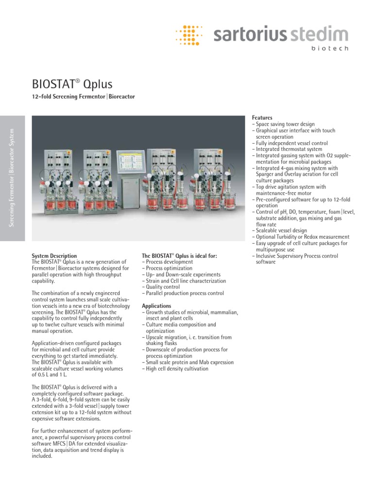 Data BIOSTATQplus SBI2008-e PDF | PDF | Cell Culture | Flow Measurement