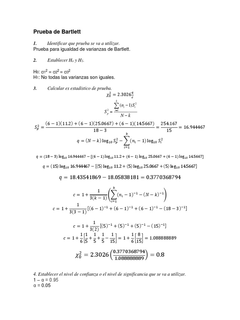 Prueba de Bartlett y Cochran E2 | PDF | Inferencia estadística | Análisis estadístico