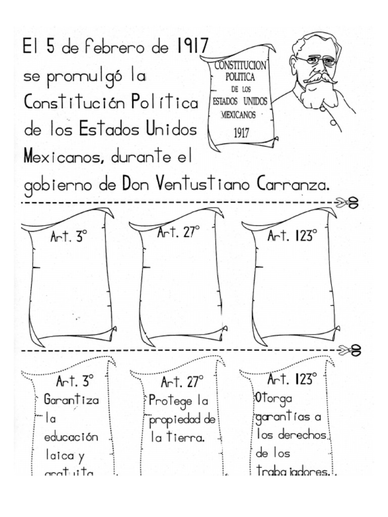 Fichas para Trabajar El Aniversario de La Constitucion Mexicana 5 de ...