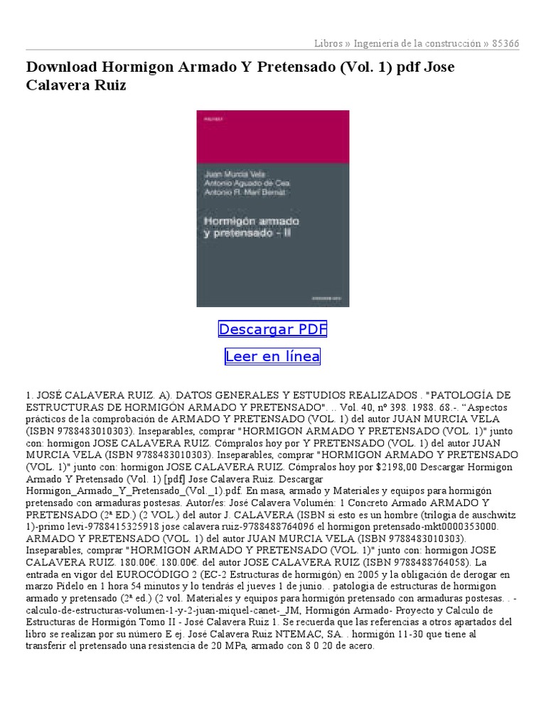 Hormigon Armado Y Pretensado Vol 1 Pdf