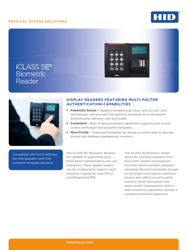 Iclass Se Biometric Reader | PDF | Biometrics | Authentication