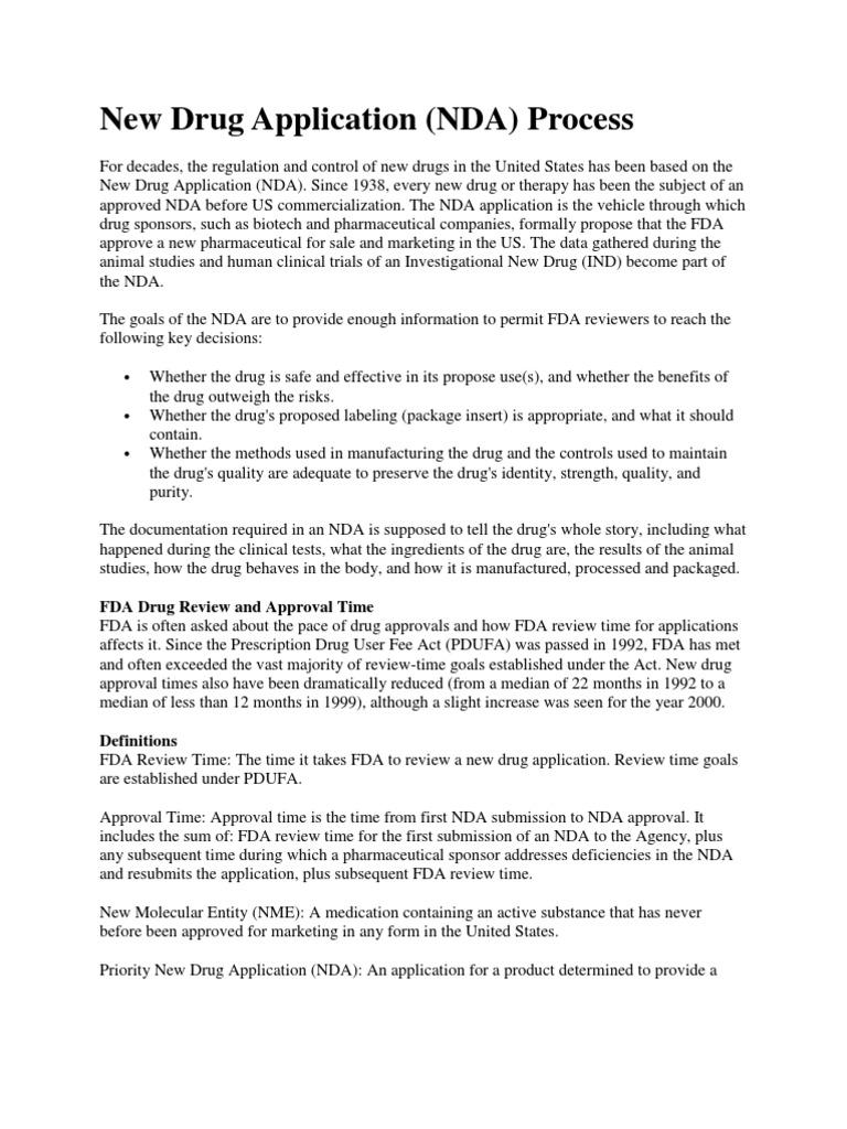 New Drug Application Process | PDF | Food And Drug Administration ...