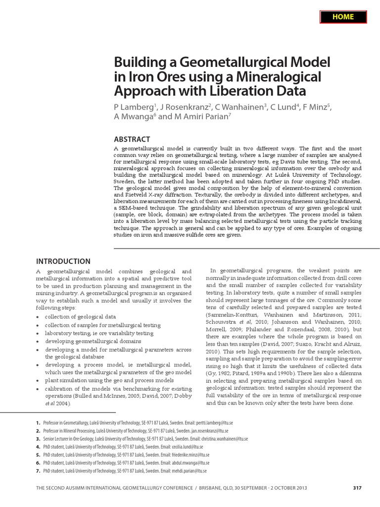 Building A Geometallurgical Model in Iron | PDF | Mineralogy | Minerals