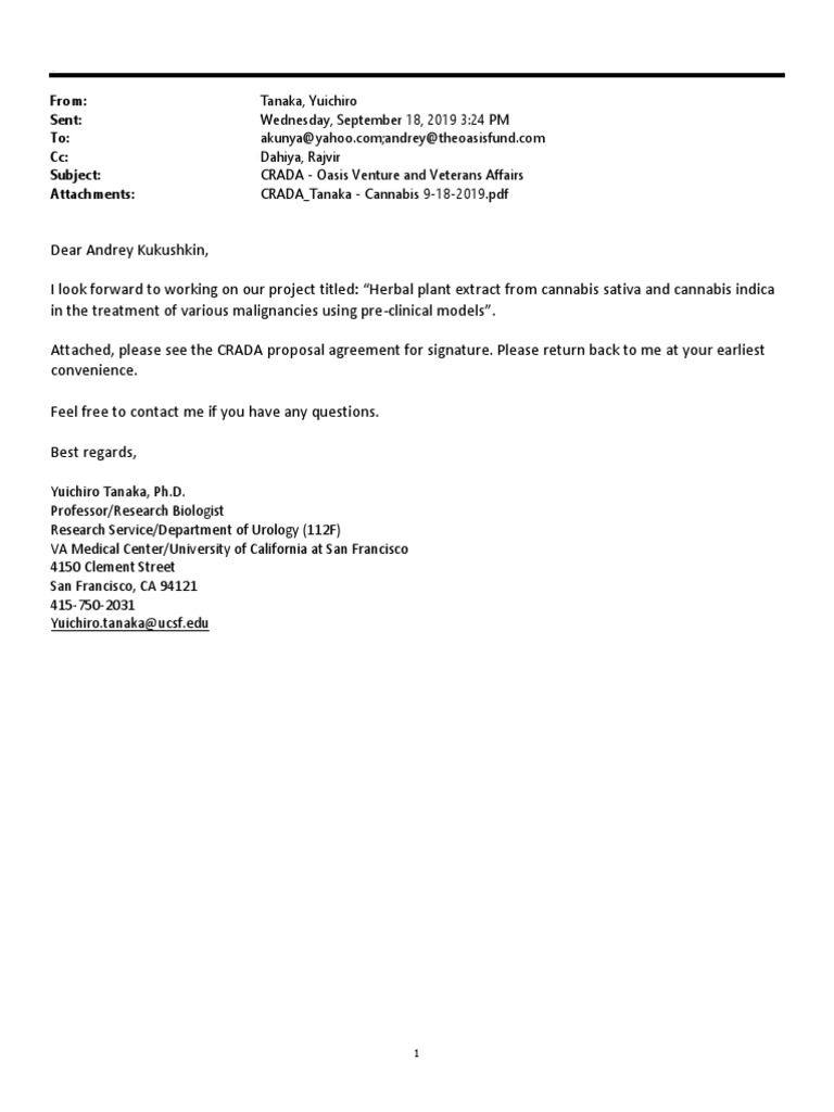 Andrey Kukushkin CRADA With SF Veterans Administration | PDF | Dna ...