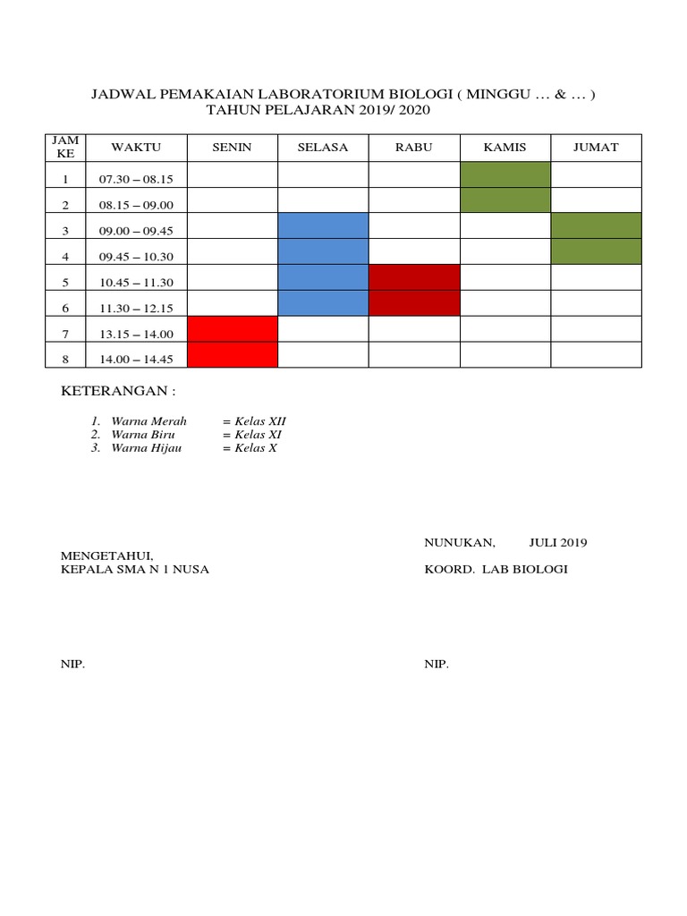 04 Format Jadwal Praktikum Biologi | PDF | Kajian Bahasa Asing