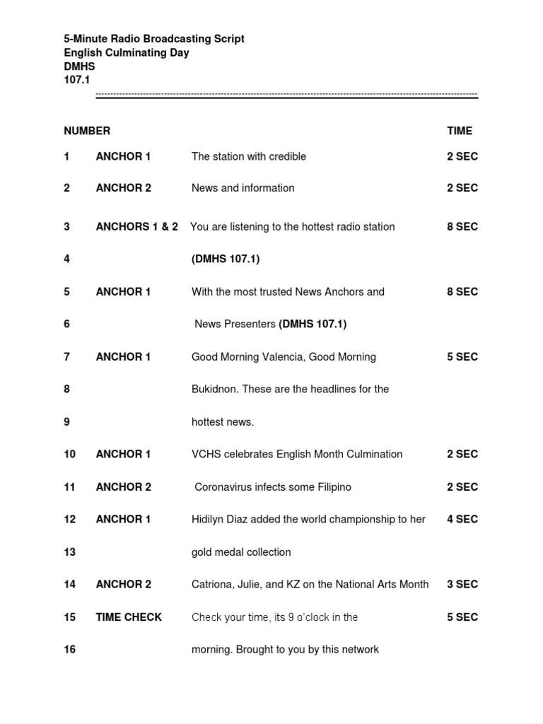 Anchor Script | PDF | Broadcasting | News Media