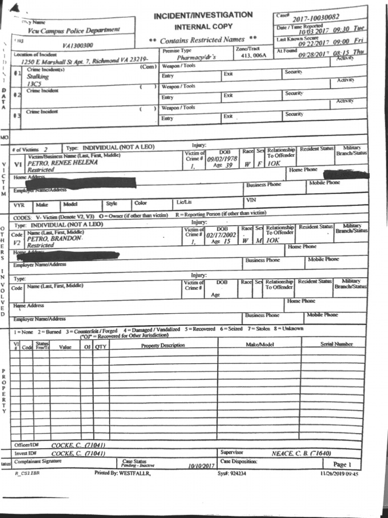Redacted VCU Police Report | PDF