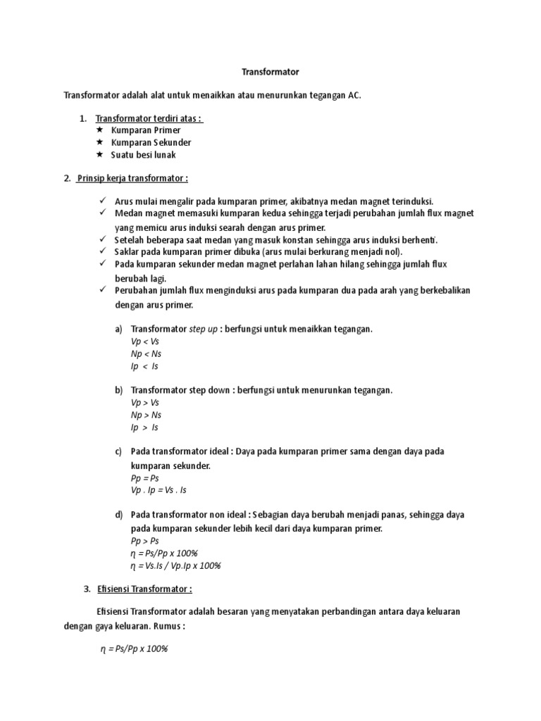 Transformator Kelas 12 | PDF