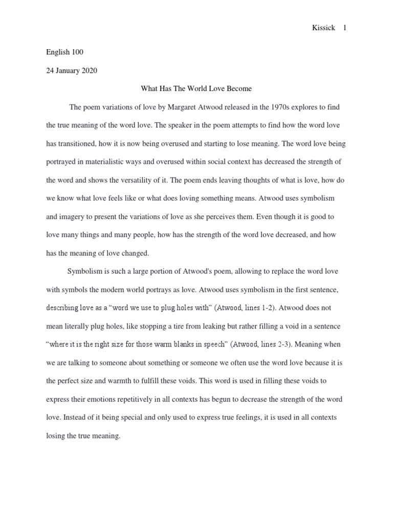 Variations of Love by Margaret Atwood | PDF | Love | Poetry