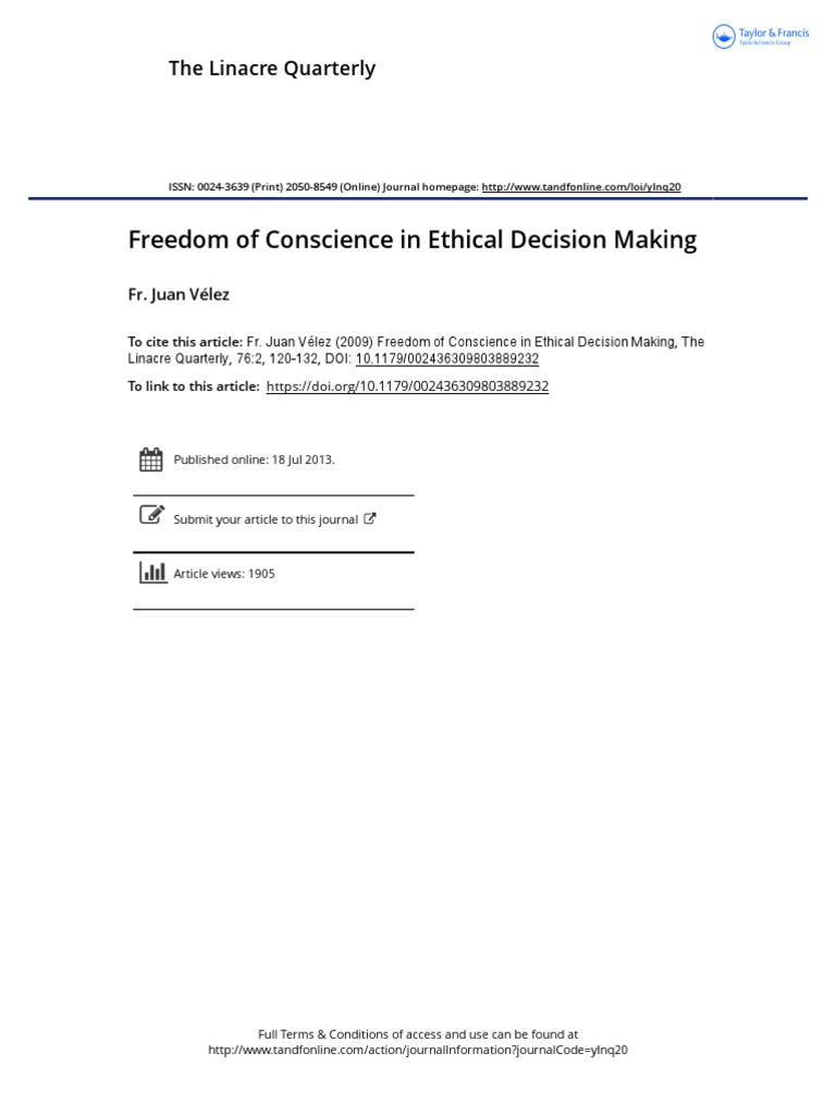 Freedom of Conscience in Ethical Decision Making | PDF | Conscience ...