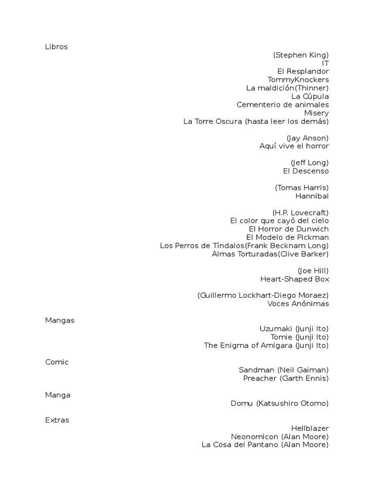 Dross Recomienda Libros de Terror | PDF