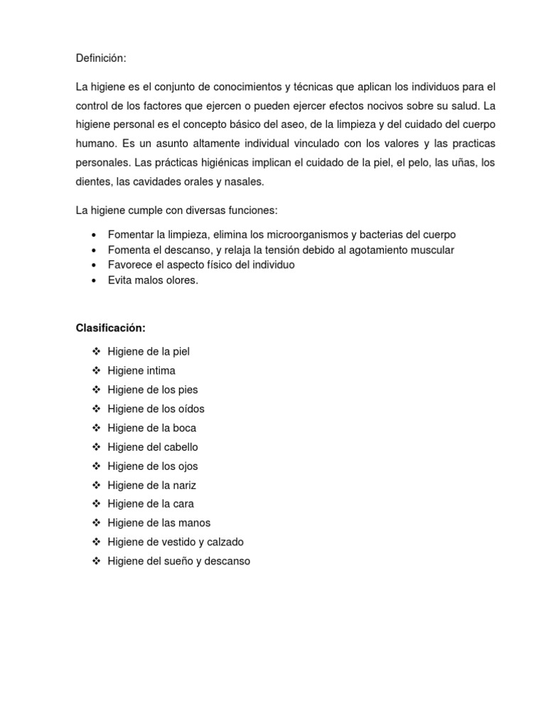 Higiene Personal Guion de Charla 1 | PDF | Higiene | Especialidades Medicas