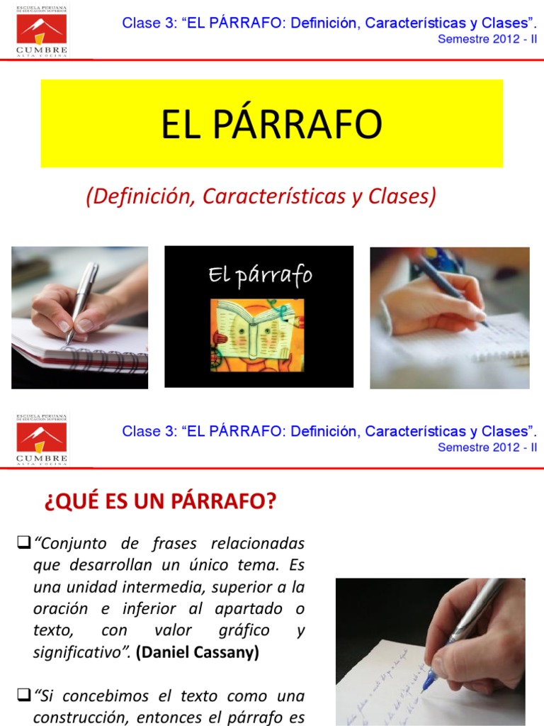 Definición y Clases de Párrafos | PDF | Oración (Lingüística) | Libertad