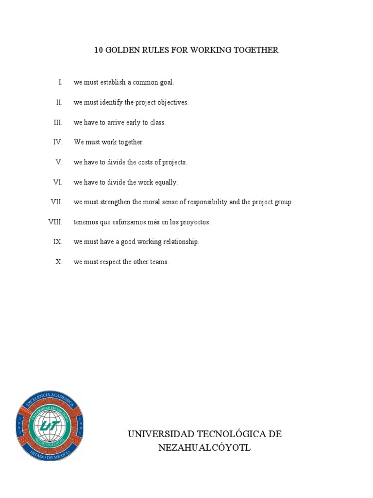 10 Golden Rules For Working Together | PDF