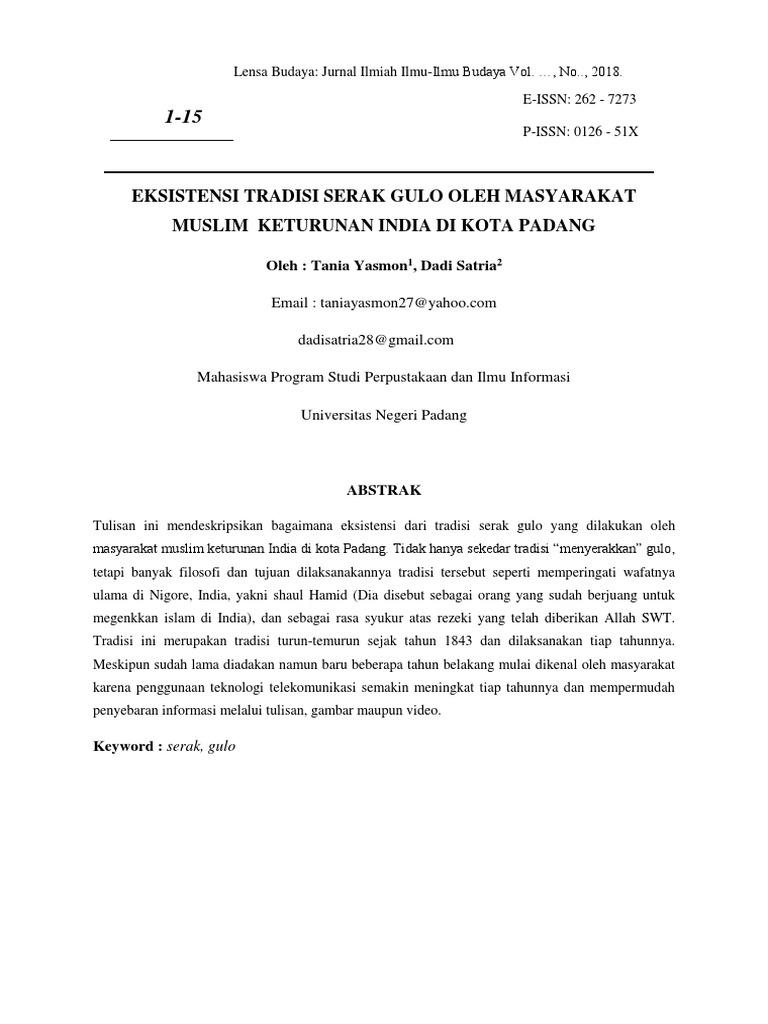 Tradisi Serak Gulo di Padang | PDF | Sejarah | Agama & Spiritualitas