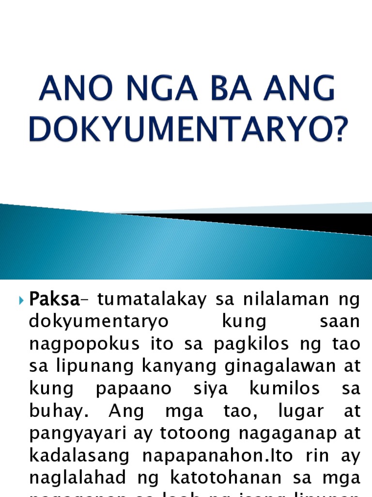 Ano Nga Ba Ang Dokyumentaryo | PDF