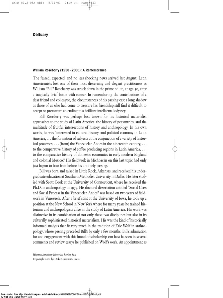 William Roseberry | PDF | Anthropology