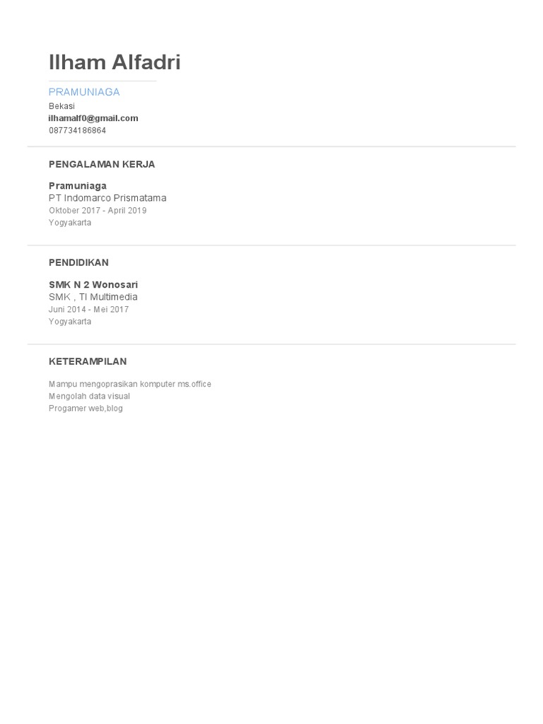 Alfadri I. (Jooble - CV) PDF | PDF