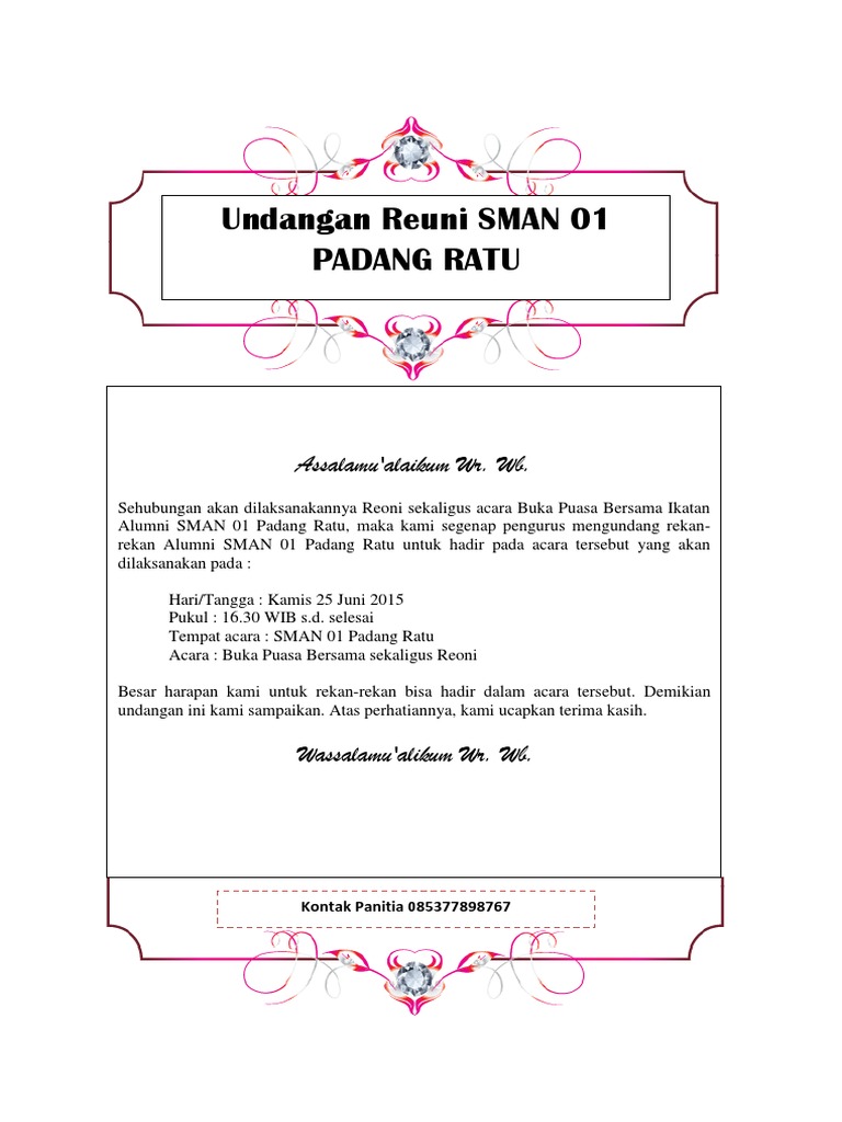 Contoh Undangan Reunian Sma Bisa Di Edit | PDF