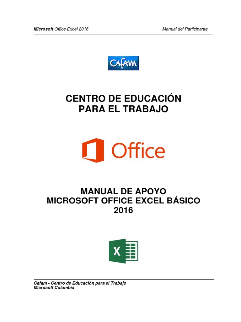 Manual Excel Basico - 2016 | PDF | Microsoft Excel | Hoja de cálculo