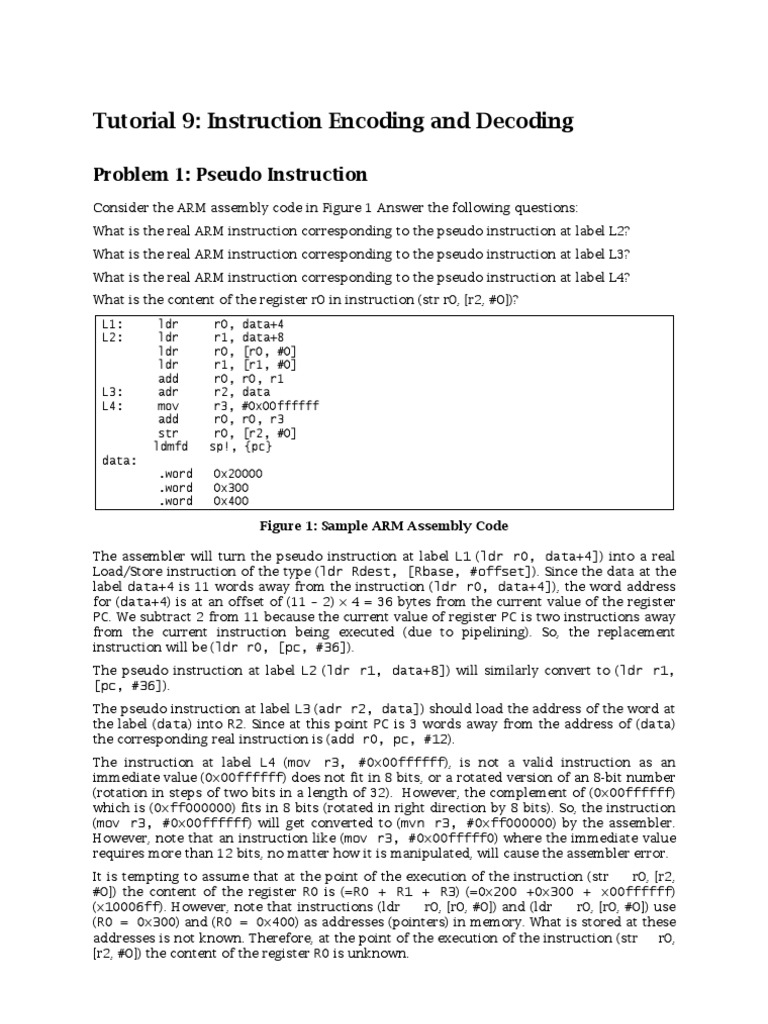 Tutorial 09 Sol Pdf Assembly Language Computer Engineering