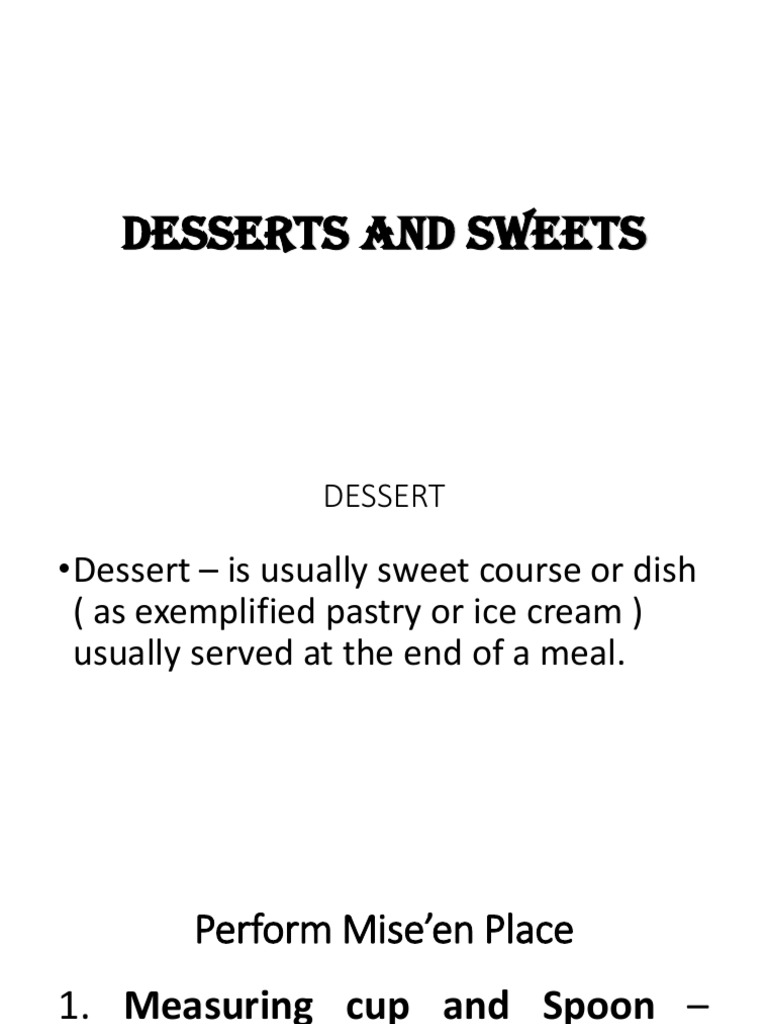 Classification of Desserts | PDF | Desserts | Knife