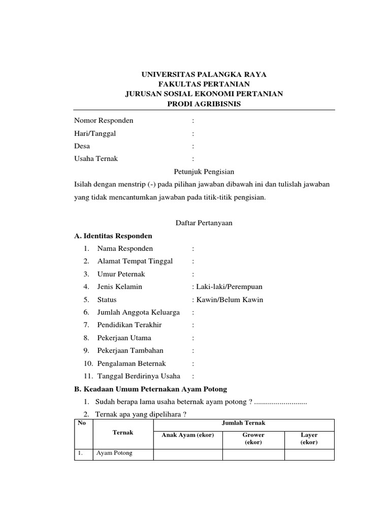 Kuesioner Proposal | PDF