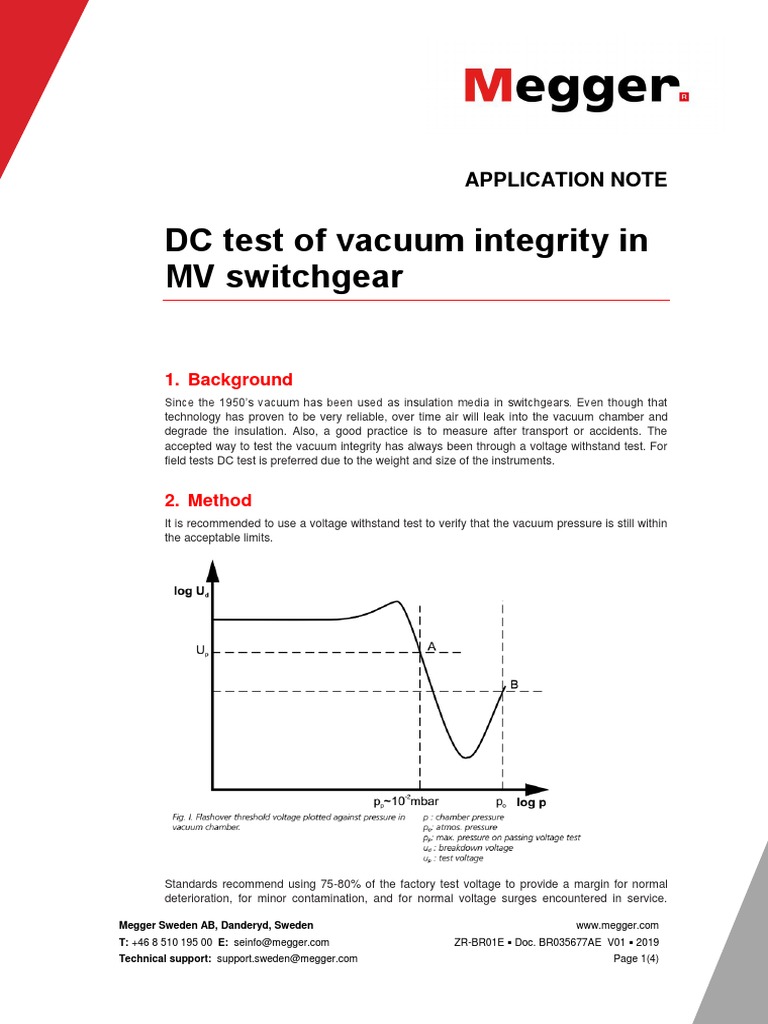 DC test verifies vacuum integrity in MV switchgear | PDF | Vacuum | Switch
