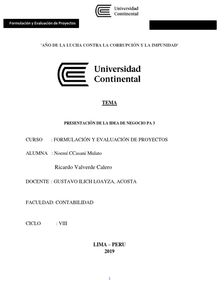 Pa3 Form. de Proyectos | PDF | Costo | Residuos