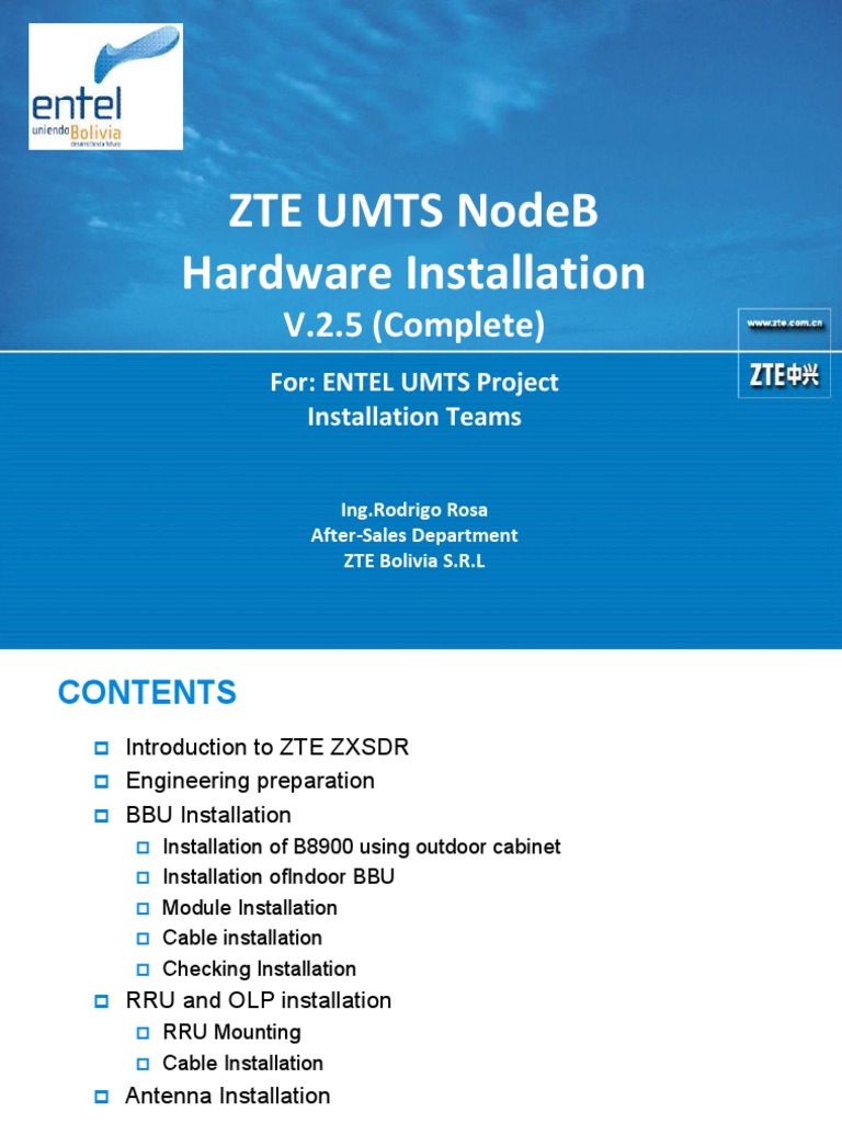 ZTE UMTS NodeB Hardware Installation V.2 | PDF | Optical Fiber | Screw