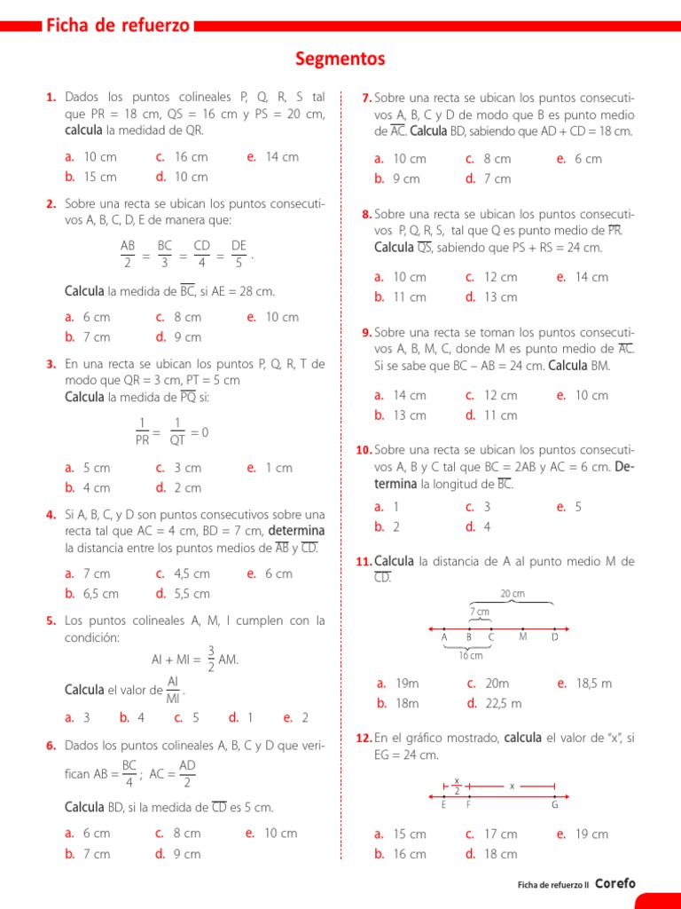 Unidad 1 - Ficha de Refuerzo-Segmentos | PDF | Geometría | Ajedrez