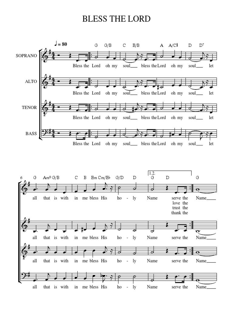 Bless The Lord (Satb) | PDF | Pitch (Music) | Classical Compositions