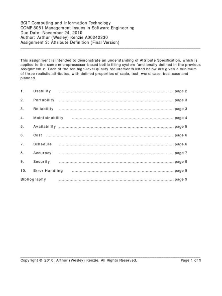 Bcit Comp 8081 Attribute Definition Assignment By Wesley Kenzie November 2010 Download Free 