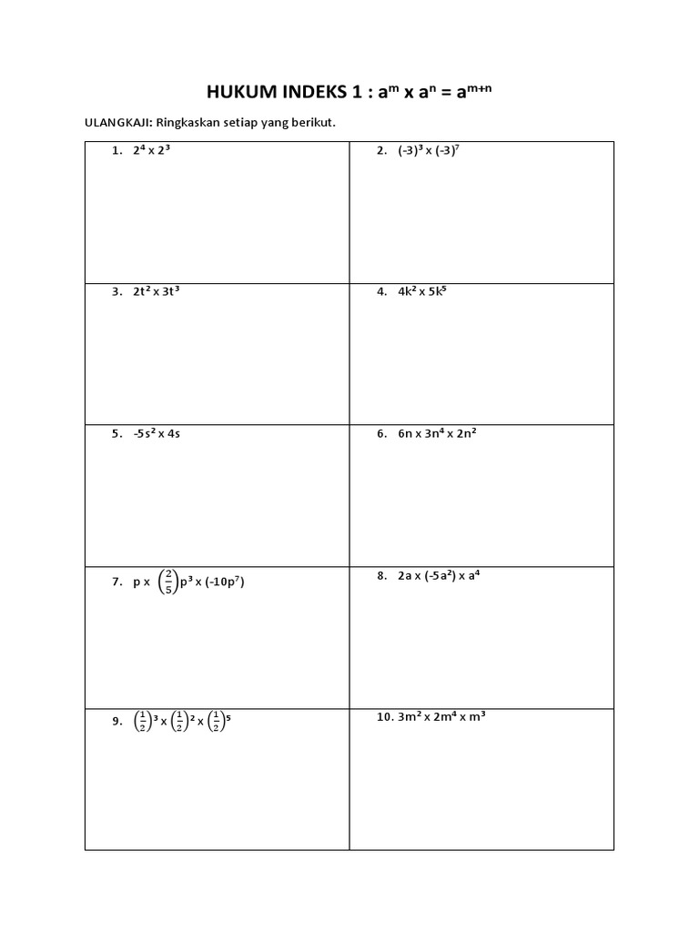 Latihan HUKUM INDEKS 1 | PDF