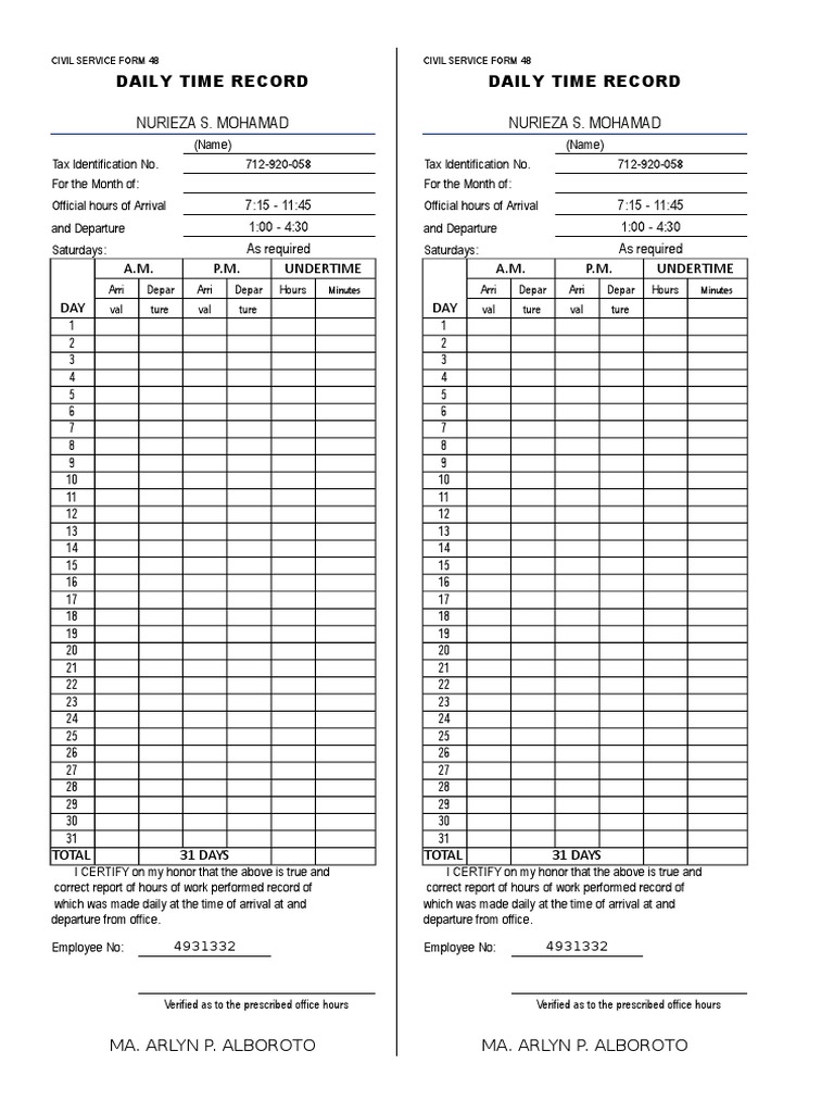 DTR Editabe-Form-48 | PDF | Teaching Mathematics | Business