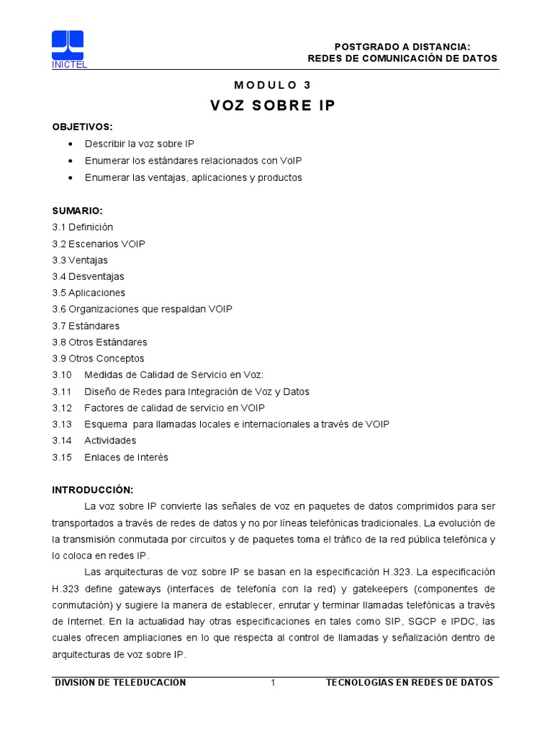 Modulo 3 - VOIP | PDF | protocolo de Iniciacion de Sesion | Voz sobre IP