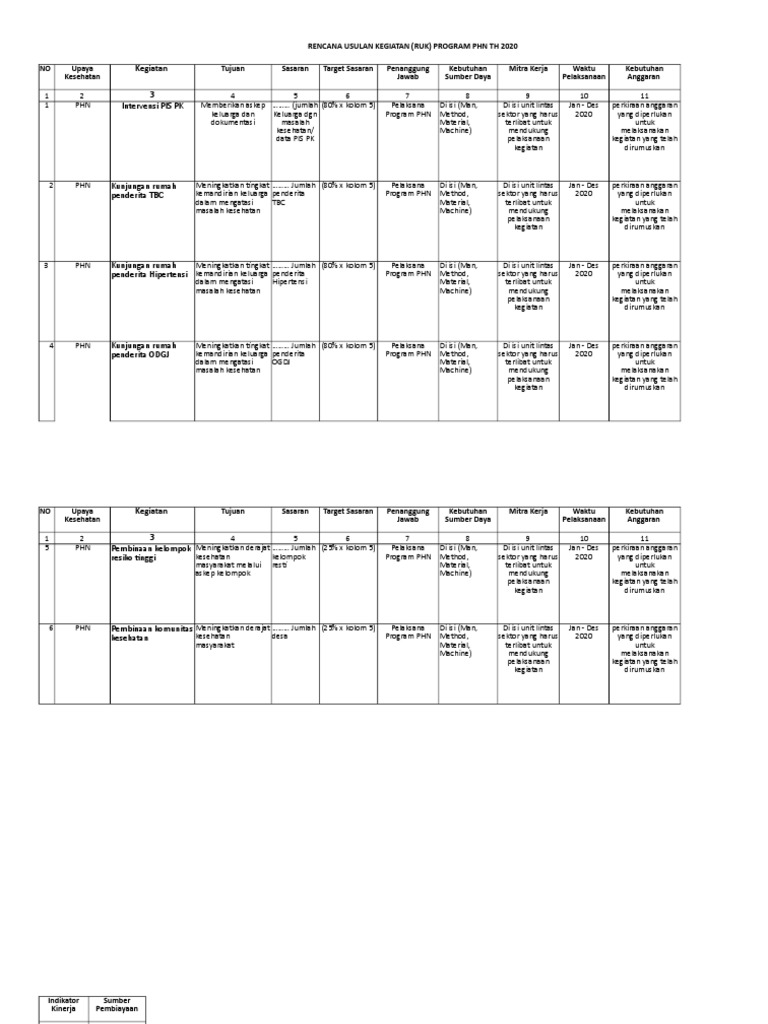 Contoh Ruk PHN 2020 | PDF
