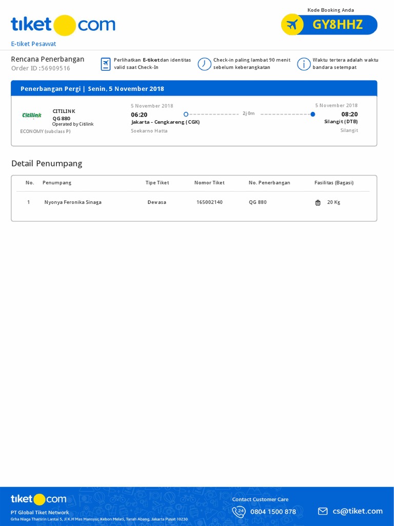 Flight E-Ticket - Order ID 56909516 - 04112018 | PDF