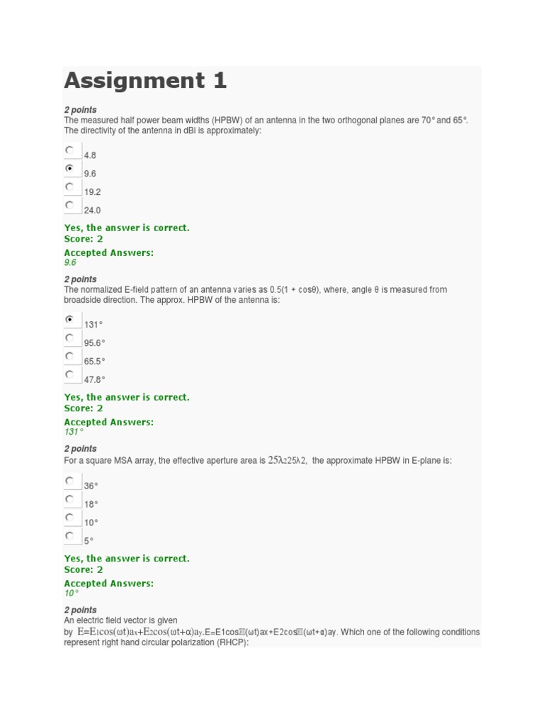 AWP Assignments Nptel | PDF | Antenna (Radio) | Waves