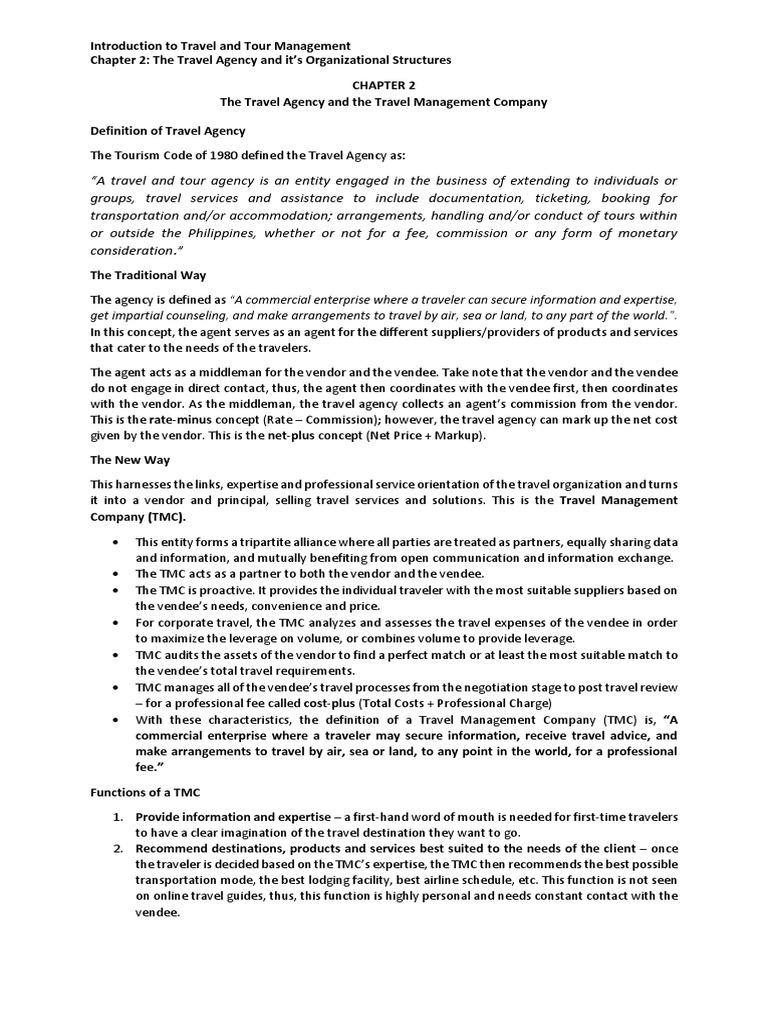 The Travel Agency and Its Organizational Structures | PDF | Travel ...