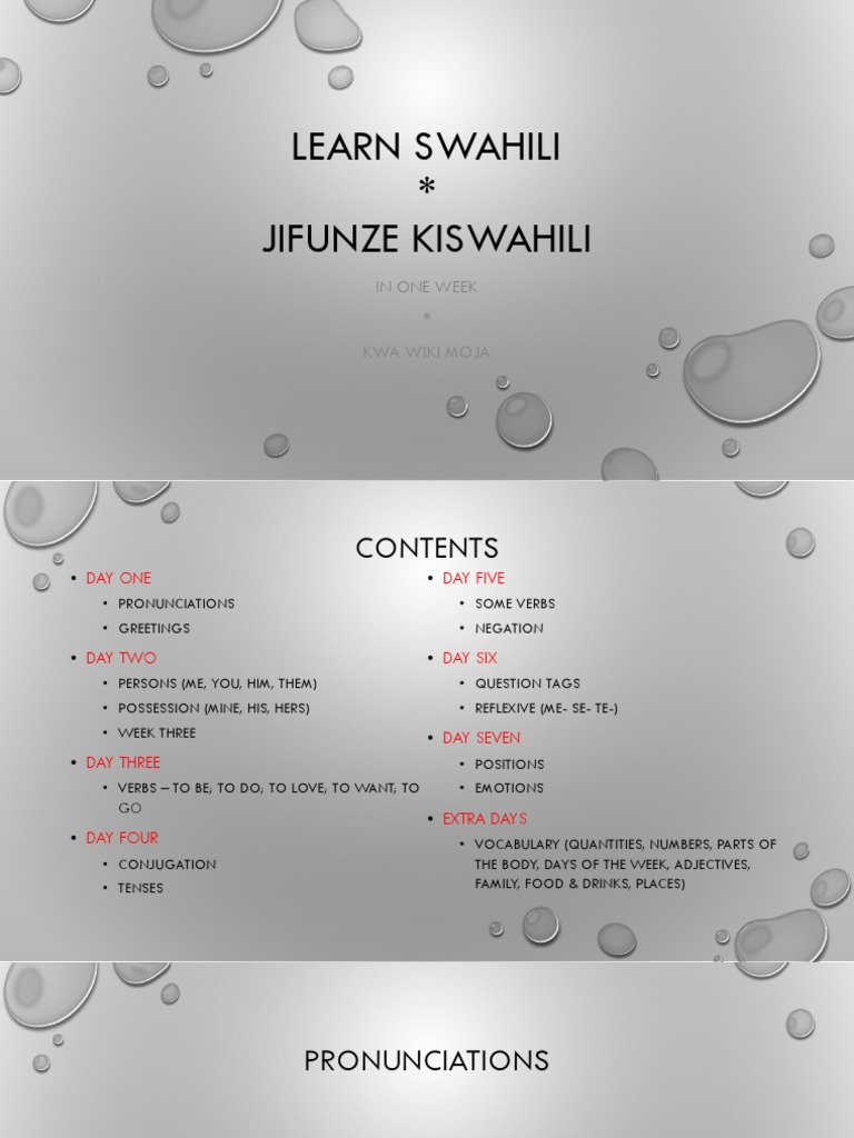 Learn SWAHILI | PDF | Grammatical Conjugation | Swahili Language