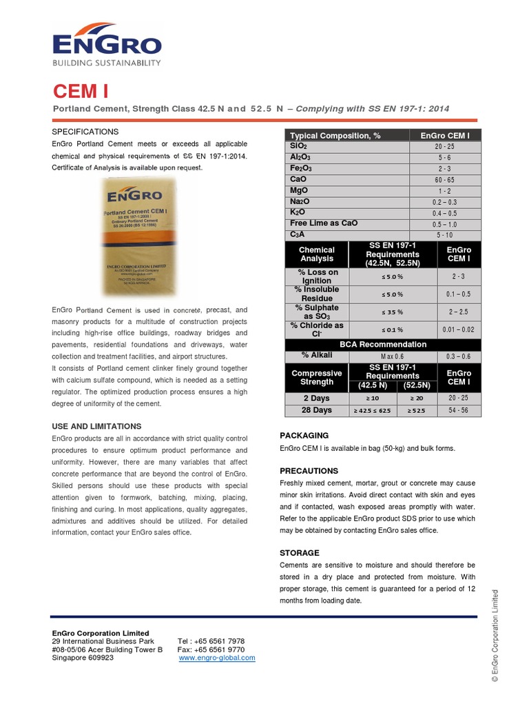 ENGRO Cement CEM 1 | PDF | Structural Engineering | Concrete