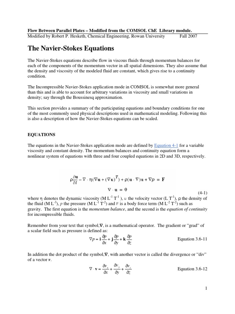 Flow Between Parallel Plates | PDF | Navier–Stokes Equations | Fluid ...