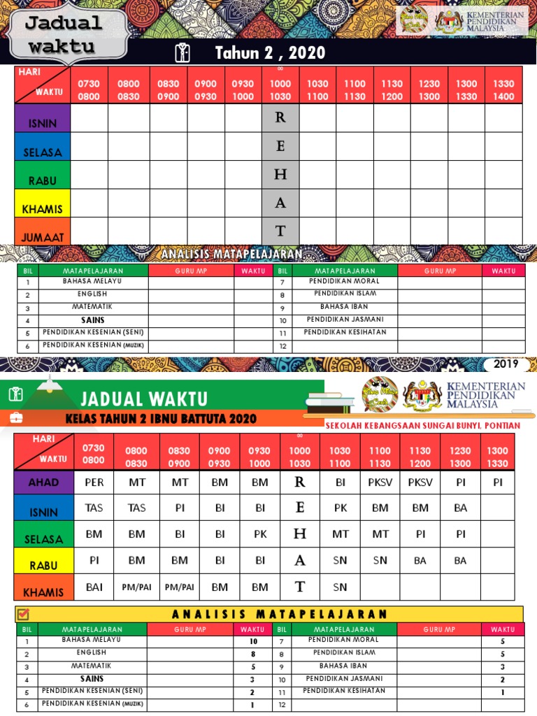 Jadual Waktu Dan Jadual Bertugas | PDF