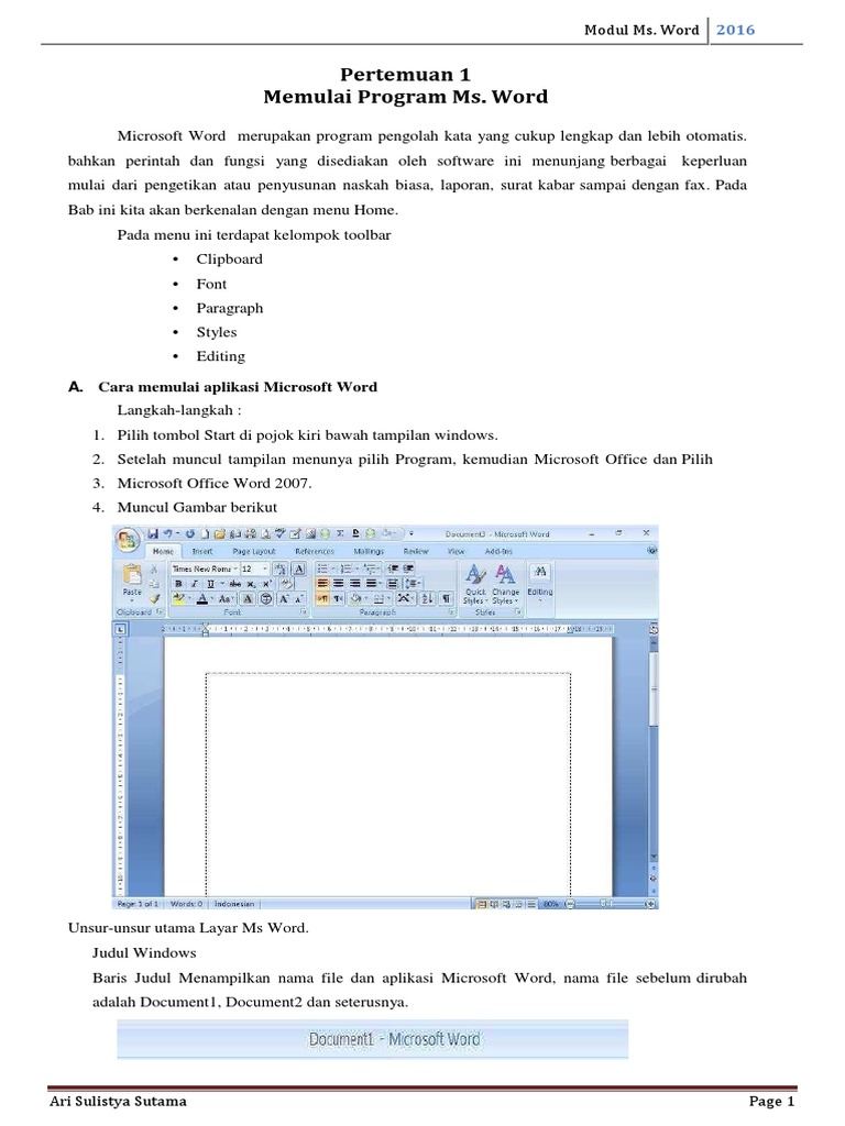 3 Materi Ajar Modul Microsoft Word 2007 | PDF