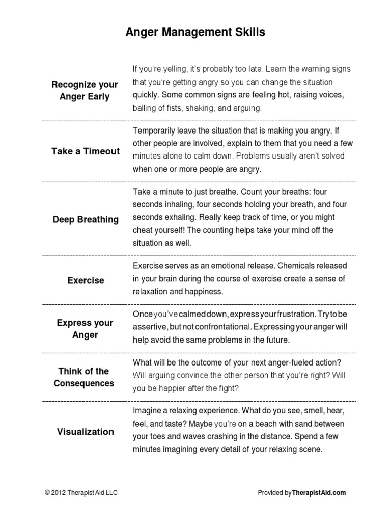 Anger Management Skills | PDF
