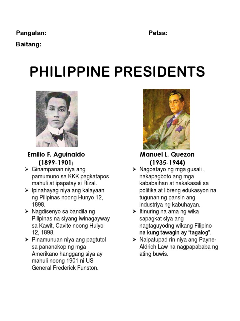 Philippine Presidents Pdf